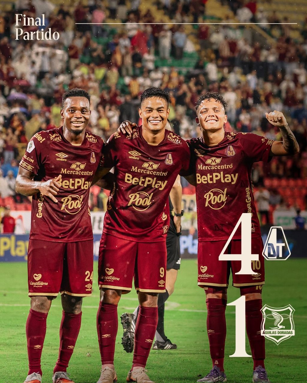 Tolima derrotó 4-1 a Águilas Doradas en el inicio de la fecha 15 del FPC